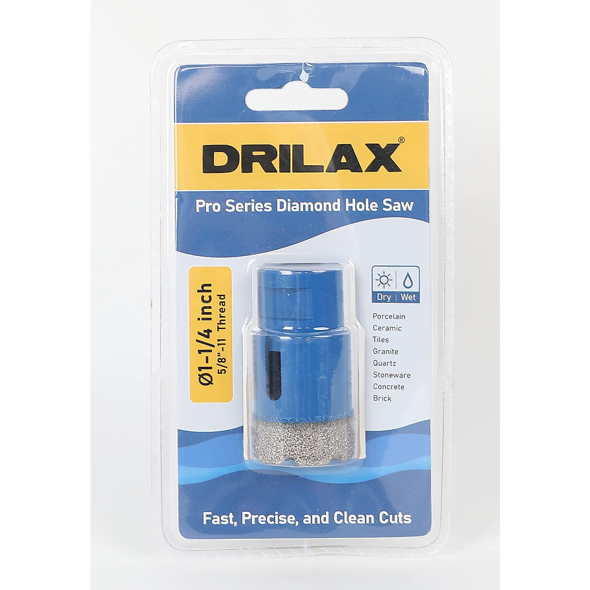 Diamond Hole Saw for Angle Grinders Masonry Concrete Granite Quartz Porcelain Ceramic Tile Hole Saw Brick 5/8"-11 Threaded Connection Heavy Duty Diamond Core Hole Saw Dry (1-1/4 inch)