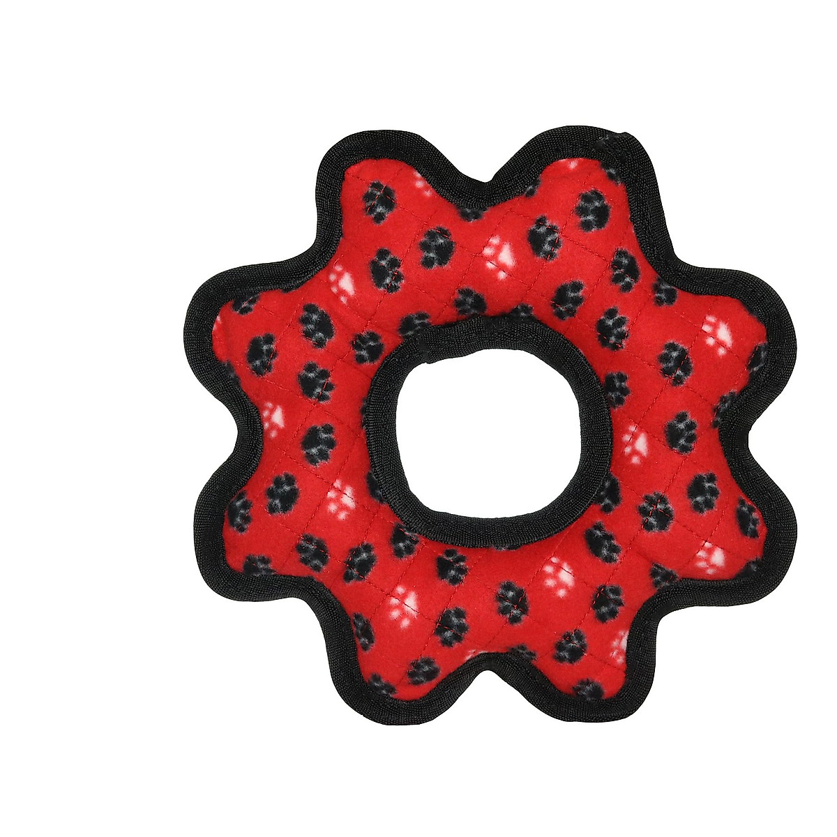 TUFFY- World's Tuffest Soft Dog Toy- Ultimate Gear Ring - Red Paw-Squeakers - Multiple Layers. Made Durable, Strong & Tough.Interactive Play (Tug,Toss & Fetch).Machine Washable & Floats.