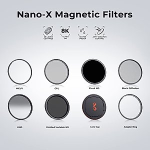 K&F Concept 62mm Magnetic MCUV CPL Fixed ND1000 Magnetic Basic Ring 4-in-1 Lens Filters Kit with 28 Multi-Coatings for Camera Lens (Nano-X Series)