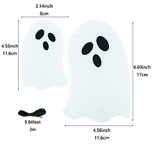 SaktopDeco 2 Pack Ghost Garland White Felt Ghost Banner for Haunted House Fireplace Doorways Indoor Outdoor Halloween Party Decorations Supplies