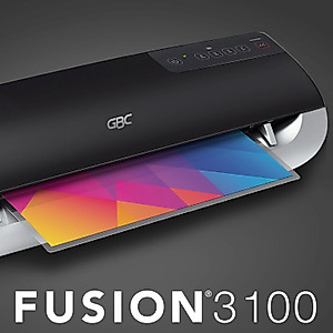 GBC Thermal Laminator Machine, Fusion 3100L, 12 Inch, 1 Min Warm-up, 3-7 Mil, with 30 EZUse Laminating Pouches (1703076AF) , Black