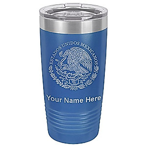 LaserGram 20oz Vacuum Insulated Tumbler Mug, Flag of Mexico, Personalized Engraving Included (Dark Blue)