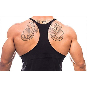 ZUEVI Men's Stringer Tank Tops Muscule Cut Bodybuilding Gym Vest Y-Back Workout Sleeveless T-Shirt(Army Green-XXL)