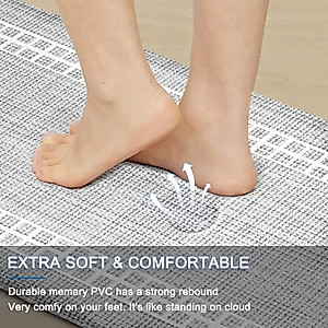 WEZVIX Anti Fatigue Kitchen Rugs Set [2 PCS], Cushioned Waterproof Floor Mats, Kitchen Rugs and Mats Non-Skid, Ergonomic Comfort foam Kitchen Mat for Floor Home, Office, Sink, Laundry - Grey and White