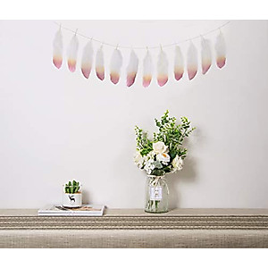 LOVENJOY Pre-Strung Fairy Feather Garlands (Romantic Purple Shaded into Gold and White)