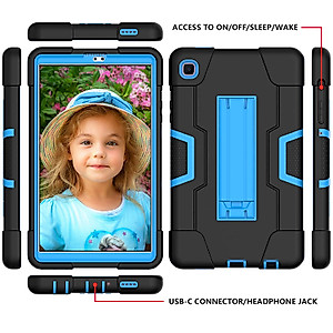 Bingcok Case for Galaxy Tab A7 Lite 8.7 Case, Heavy Duty Rugged Full-Body Hybrid Shockproof Drop Protection Cover Samsung 2021 Model SM-T220 / SM- T225 (1-Black+Blue)