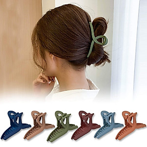 Whaline Hair Claw Clip 6 Color Hair Jaw Clamp Clips 4.3 Inch Nonslip Hair Claw Strong Hold Matte Butterfly Clip Clamp Hair Styling Accessories for Women Girls Thin Thick Fine Hair