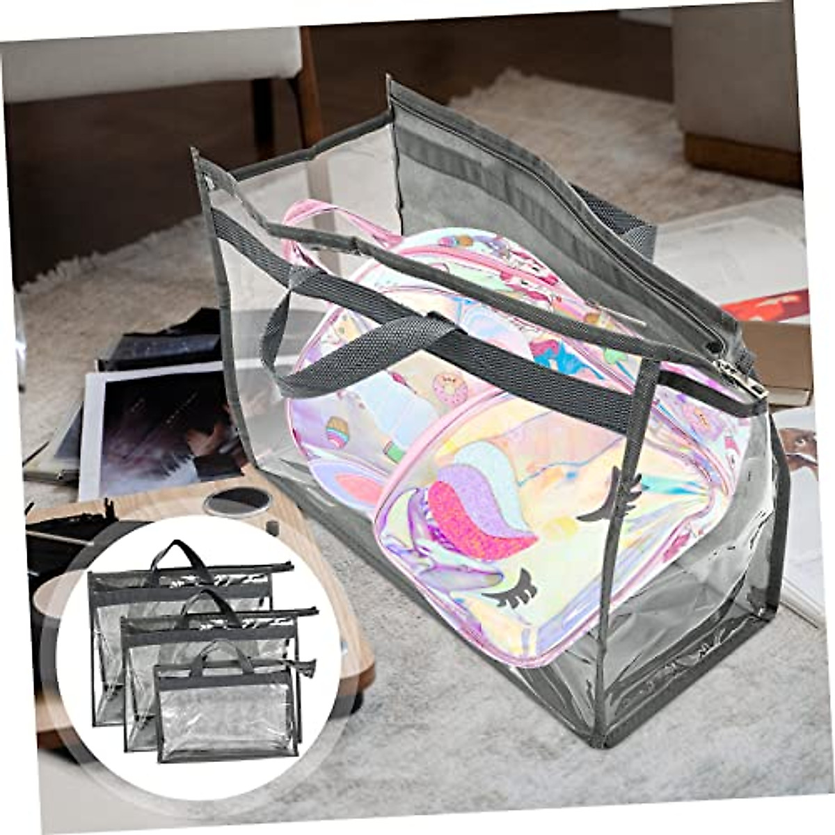 HANABASS 3pcs Bag Hanging Bag Clear Storage Bags Hanging Storage Bag Clear Hangers Plastic Tote Bag Clear Handbag Organizer Handbag Storage Bag Pvc Storage Bags Storage Pouches