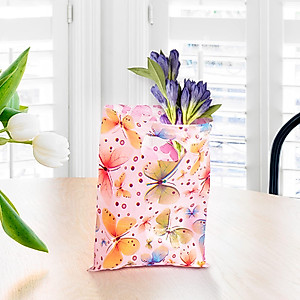 NUOMI Butterfly Plastic Merchandise Bags with Die Cut Handle 100 Pcs Glossy Retail Bags for Shopping, Gifts Wrapping, Goodies, Party Favors, Birthdays
