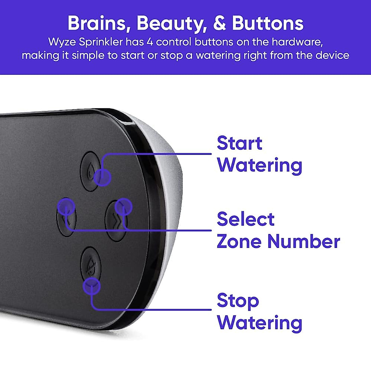 Wyze WSPRK1 Smart Controller , Smart Sprinkler Timer with EPA Watersense , 8-Zone WiFi (1 Year of Automatic Weather-Based Watering with Sprinkler Plus Included), Black