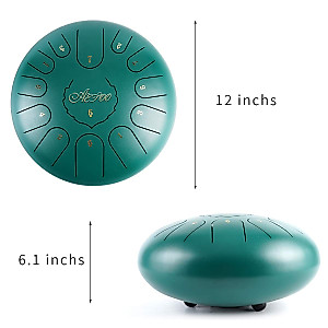 AETOO Steel drum tongue 12 inchs 13 notes C major Percussion instrument Carry bag (Green, 12 inch)