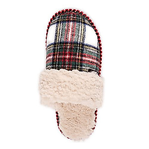 MUK LUKS Women's Frida Scuff Slippers, White Plaid, 9-10