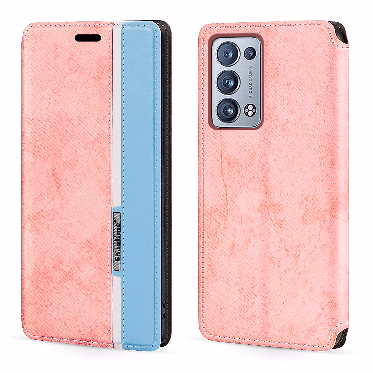 Shantime for Oppo Reno 6 Pro+ 5G Case, Fashion Multicolor Magnetic Closure Leather Flip Case Cover with Card Holder for Oppo Reno 6 Pro Plus 5G (6.55”)