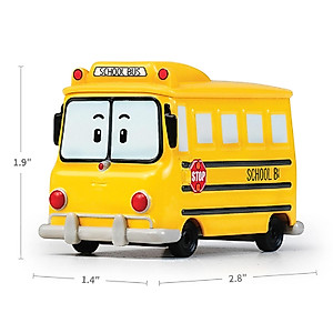 Robocar Poli, Schoolb DIE-CAST Metal Toy Cars, School Bus Toys, Mini Model Vehicle Toy Diecast Vehicle Party Birthday Gifts Toys for Toddlers Age 1-5 Boys Girls