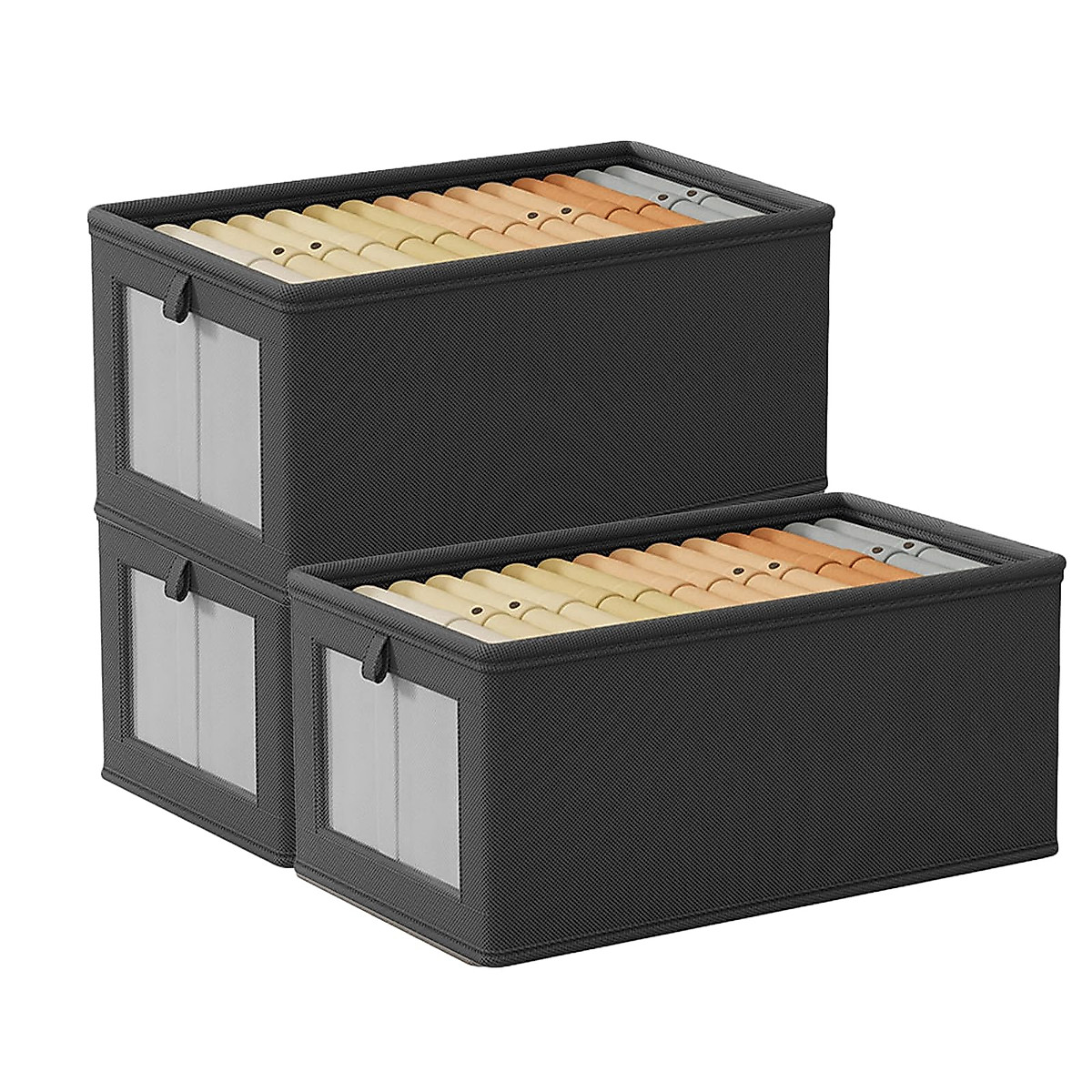 NAJIESUN large shelf storage baskets | Fabric closet organizers and storage boxes with handles, fabric storage boxes, storage containers for organization (3 pack grey)