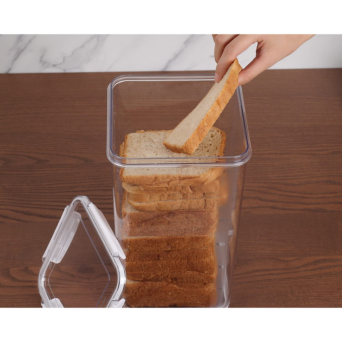 Baraiser Bread Box, Sandwich Size Bread Keeper, Bread Storage Container with Airtight Lid, Pack of 2