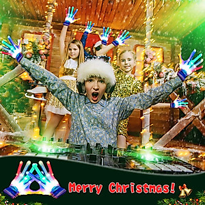 GLEDLOVES LED Gloves,LED Finger Gloves,Finger Light Gloves,LED Gloves for Kids Gifts,The Toys for 3-8 Year Old Boys Girls,Light Up Gloves have 5 Color/6 Mode,in Halloween Chrismas Party(1 Pair/S)