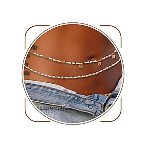 Cosydays Elastic Waist Bead Belly Chain Butterfly Body Beaded African Belly Beads Accessories for Women