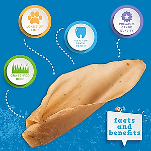 Jack&Pup Natural Cow Ears for Dogs Single Ingredient Dog Treat, Unbleached Healthy Dog Treats Natural Dog Treats for Medium Dogs with Chondroitin Joint Health for Dogs Cow Ear Dog Chews (15 Pack)