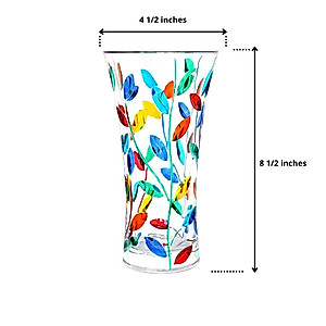Italian Crystal Tree of Life Flower Vase, 8.5 Inch, Vase for Modern Home Decor, Living Room Wedding Centerpieces Bedroom Kitchen, Made in Italy