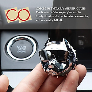 NHHC Car Push Start Button Cover,Heavy Duty Car Ignition Button Cover with Cool Dog Design for Car Decorations,Universal Car Interior Accessories Engine Start Stop Button Cover (Black)