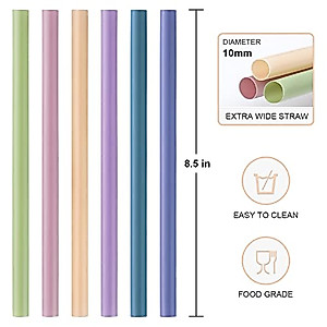 100 Pcs Jumbo Smoothie Straws, Disposable Wide Plastic Drinking Straws, Colorful Plastic Straws for Milkshakes, Smoothies, Boba, Bubble Tea, Ice Coffee - 8.5"L, 0.4" D