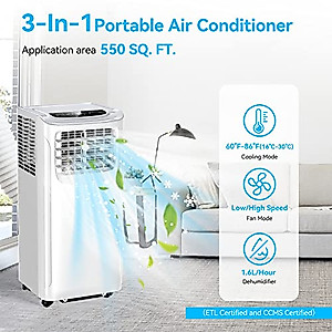 Portable Air Conditioners, 12000 BTU Portable AC Uint with Dehumidifier & Fan Mode for Room up to 550 Sq.Ft, 3-in-1 Room Air Conditioner with Remote, 24Hrs Timer, Installation Kit for Home Office