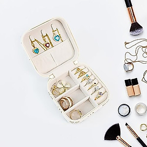 SANQIANWAN Luxury Leather Travel Jewelry Box for Women Mini Organizer Small Jewelry Portable Travel Case for Rings Earrings Necklace Multifunctional Storage Wedding Bridesmaids Wife Daughter Gift