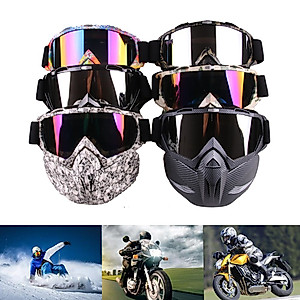 Eoncore Motorcycle Goggles Mask Detachable, Windproof Protect Padding Helmet Sunglasses Ski Goggles Road Riding UV Motorbike Glasses (Graffiti)