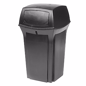 Rubbermaid Commercial Products FG843088BLA Ranger Trash Can with Lid, 35 Gallon, Black Plastic, for Outdoor Use
