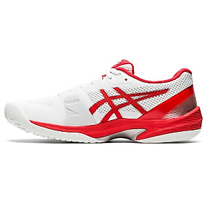 ASICS Women's Court Speed FlyteFoam Tennis Shoes, 10, White/Fiery RED