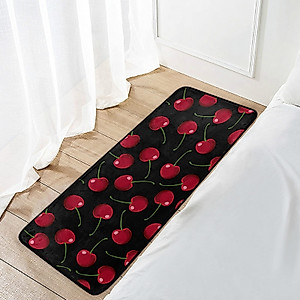 susiyo Kitchen Mat Red Cherries Kitchen Rug Mat Anti-Fatigue Comfort Floor Mat Non Slip Oil Stain Resistant Easy to Clean Kitchen Rug Bath Rug Carpet for Indoor Outdoor Doormat