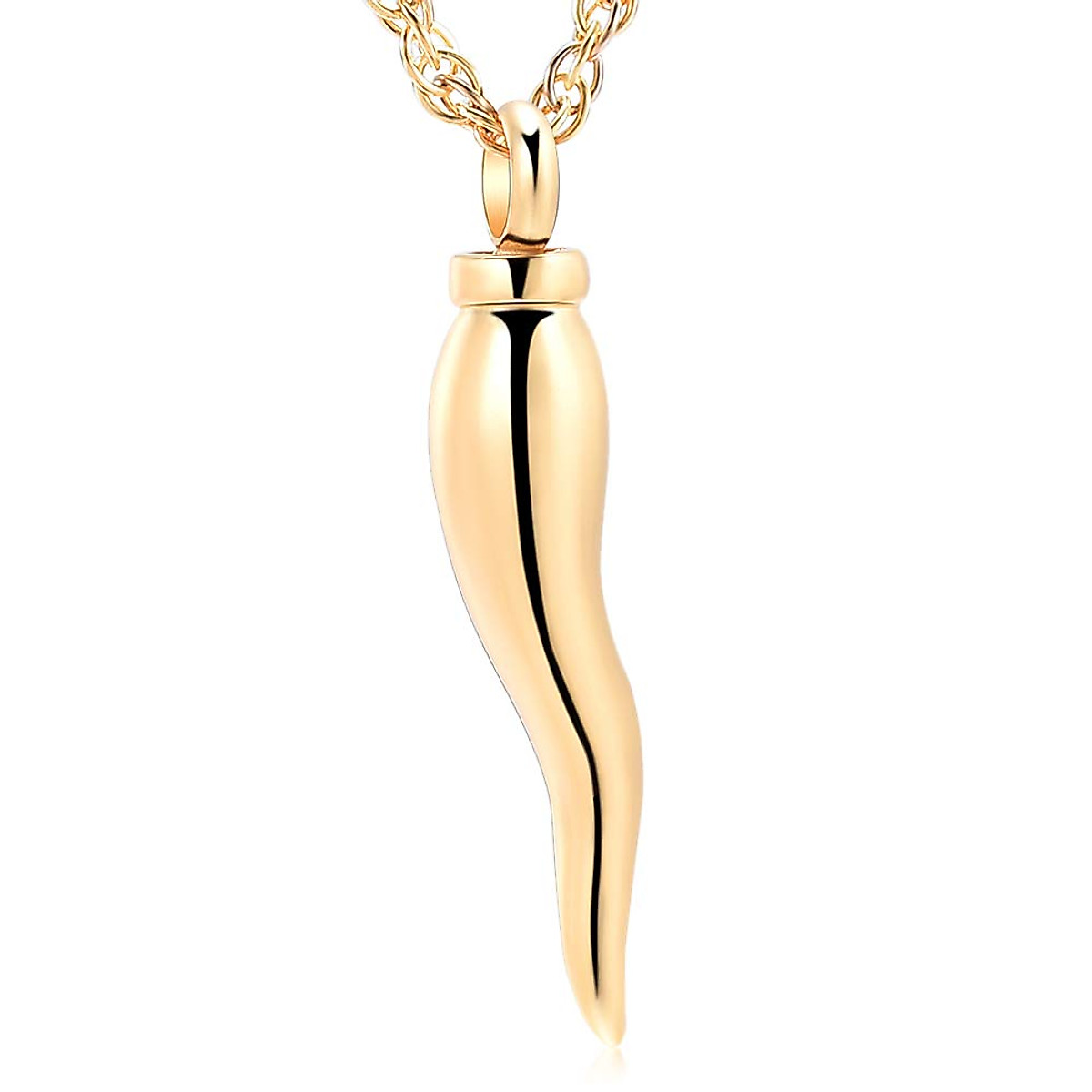 Cremation Jewelry Italian Horn Urn Necklaces for Ashes for Women Men Memorial Keepsake Necklace for Human Pet Ashes (Gold)