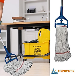 Moptimistic 24oz Looped Yarn Floor Mop Head | Pack of 6 | Natural White Color Mop Head Replacement | Durable & Economical | for Home, Industrial and Commercial Use