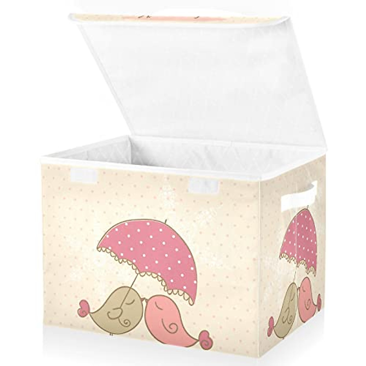 WELLDAY Birds Storage Baskets Foldable Cube Storage Bin with Lids and Handle, 16.5x12.6x11.8 In Storage Boxes for Toys, Shelves, Closet, Bedroom, Nursery