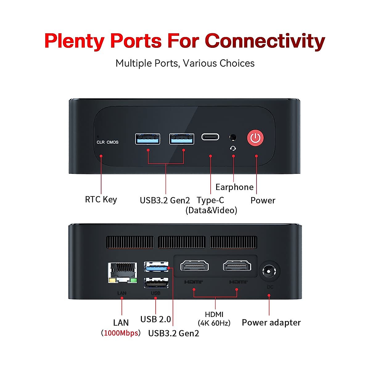 Beelink SER5 Mini PC Ryzen 7 5700U(up to 4.3GHz) Mini Computers 16GB DDR4 500GB NVME SSD Mini Desktop PC, HDMI & USB-C & DP 4K Triple Display, WiFi6-BT5.2, USB3.2 Gen2