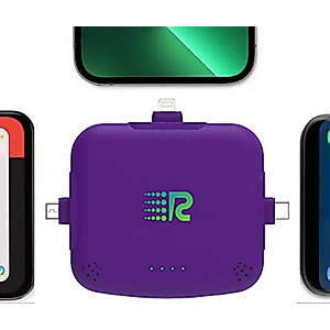 Rush Charge Comet Portable Power Bank – 3200mah, 2.1A High-Speed Power Bank Fast Charging - Apple Lightning, Type C, Micro-USB Battery Bank Charges 3 Devices at a Time – Pre-Charged Portable Charge