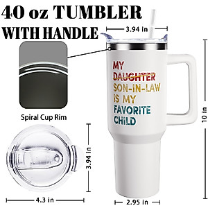 qynspngs Gifts for Mother/Father In Law from Son In Law Funny Mother's/Father's Day Gifts for Mom Christmas Gift for Dad,40 oz Mom/Dad Tumbler with Handle Brithday Gift