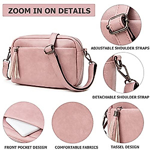 myfriday Lightweight Medium Crossbody Bag for Women, Camera Shoulder Purses Pocketbooks with Tassel and Triple Zipper Pocket