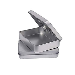 lasenersm 4 Pieces Rectangular Empty Hinged Tin Box Containers Hinged Metal Storage Container for Home Storage or Outdoor Active Storage 4.52 x 3.34 x 0.86 Inch