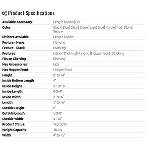 Akro-Mils 30210 AkroBins Plastic Hanging Stackable Storage Organizer Bin, (5-Inch x 4-Inch x 3-Inch), Red, 6-Pack