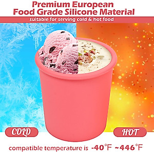 Koluti Nonstick Silicone Ice Cream Containers 6oz with Lids, 4-Pack Reusable Small Homemade Oats Yogurt Freezer Container, Leak-proof Mini Food Storage Serving Cups, BPA Free and Dishwasher Safe