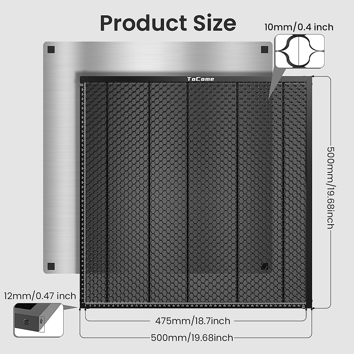 ToCome Honeycomb Laser Bed 500 x 500mm Steel Honeycomb Cutting Bed for D1 D1 Pro Falcon Falcon 2 and Most Laser Engraver Laser Cutter 19.68 x 19.68"