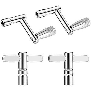 Drum Keys 4 Pack Universal 2 Drum Tuning Key & 2 Continuous Motion Speed Key for Drummers Percussion Hardware Tool