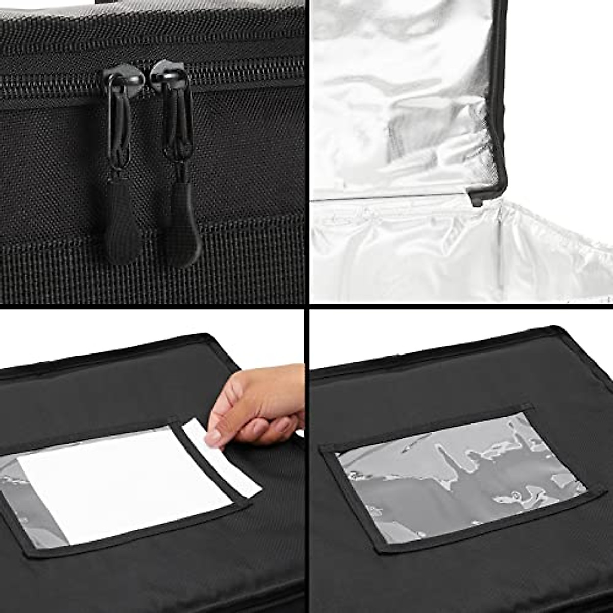 Stockroom Plus Commercial Insulated Food Delivery Bag with Handles and Zipper Top for Hot and Cold Food Delivery (XL 16x15.6x13.2 in, Black)