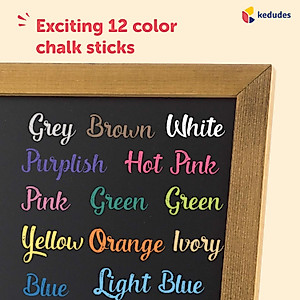 Kedudes Non-Toxic Dustless Chalk with Eraser (24 pack) - 12 Colored Chalk + 12 White Chalkboard Chalk and Chalk Board Eraser for Teachers, Sidewalk Chalk for Kids, Outdoor Chalk, School Supplies Chalk
