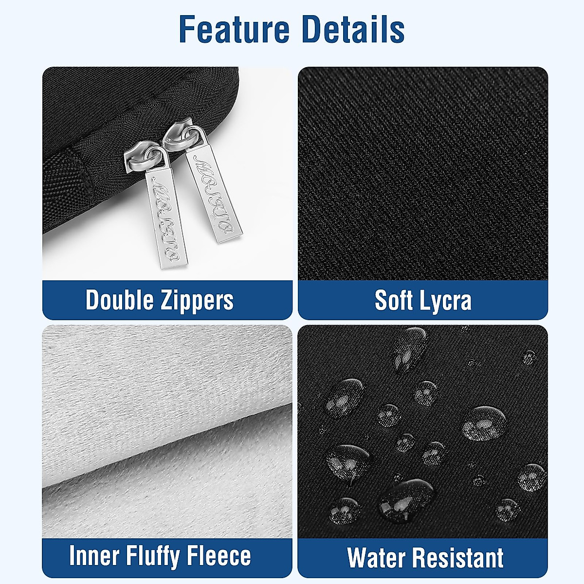 MOSISO Laptop Sleeve Compatible with MacBook Air/Pro, 13-13.3 inch Notebook, Compatible with MacBook Pro 14 inch 2023-2021 A2779 M2 A2442 M1, Neoprene Bag with Small Case, Black