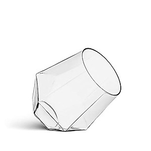 Munfix 32 Pack Diamond Shaped Plastic Stemless Wine Glasses Disposable 12 Oz Clear Plastic Wine Whiskey Cups Shatterproof Recyclable and BPA-Free