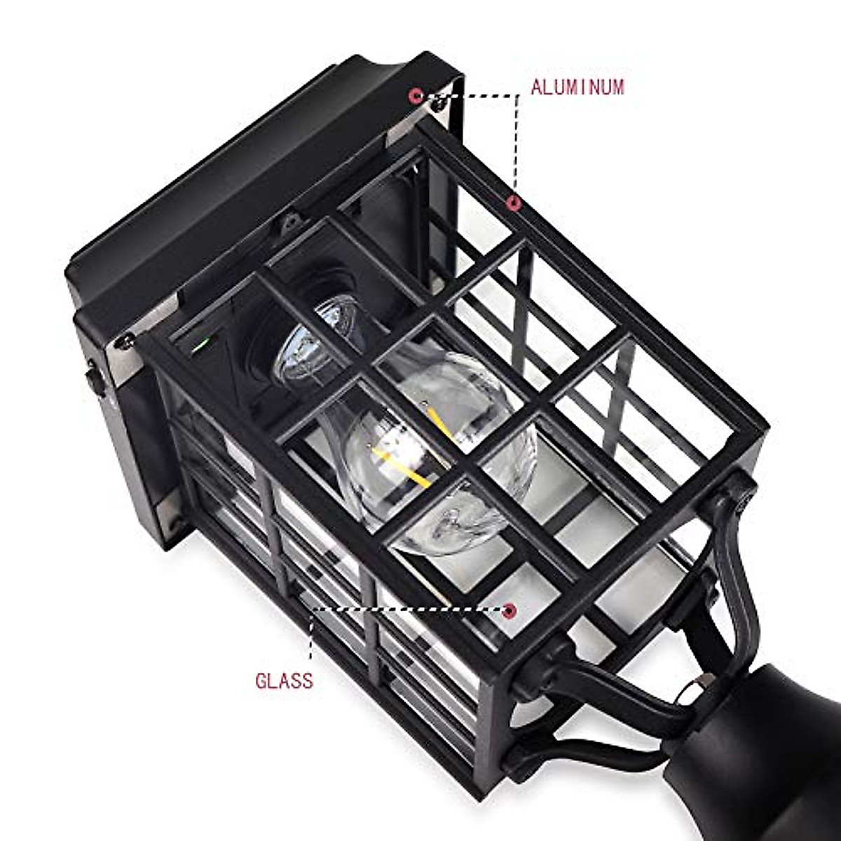 Kemeco ST4329Q-A Solar Post Light Squared Frame Exterior Waterproof Led Fixture for Outdoor Garden Street Post Pole Yard Driveway Walkway Entryways (Flat Roof)