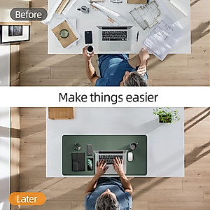 YSAGi Desk Pad, Desk Mat, Dual-Sided Desk Pad, 31.5" x 15.7" Laptop Leather Desk Pad Protector, Desk Blotter for Keyboard and Mouse, Waterproof Desk Writing Pad for Office(Dark Green+Dark Blue)